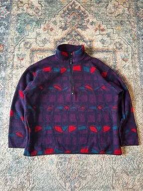 Vintage | Shirts | Vintage Roughdress Aztec 3 Zipup Fleece Large | Poshmark